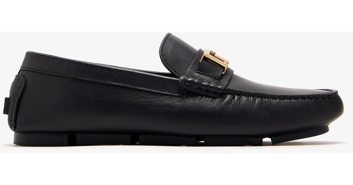Versace Greca Driver Loafers in Black for Men | Lyst