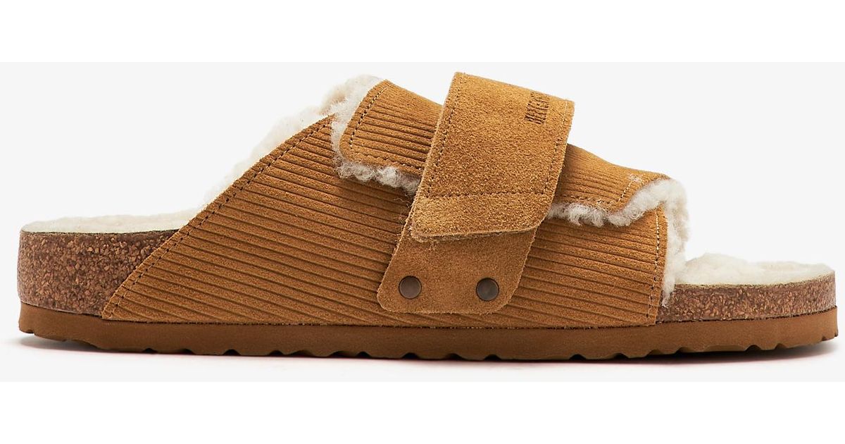 Birkenstock Kyoto Narrow-Width Shearling Sandals in Brown | Lyst