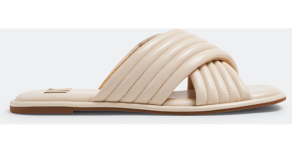 Michael Kors Portia Quilted Slide Sandals in White | Lyst