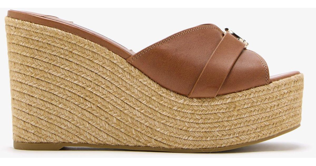 Jimmy Choo Leda 100 Wedge Sandals in Natural | Lyst