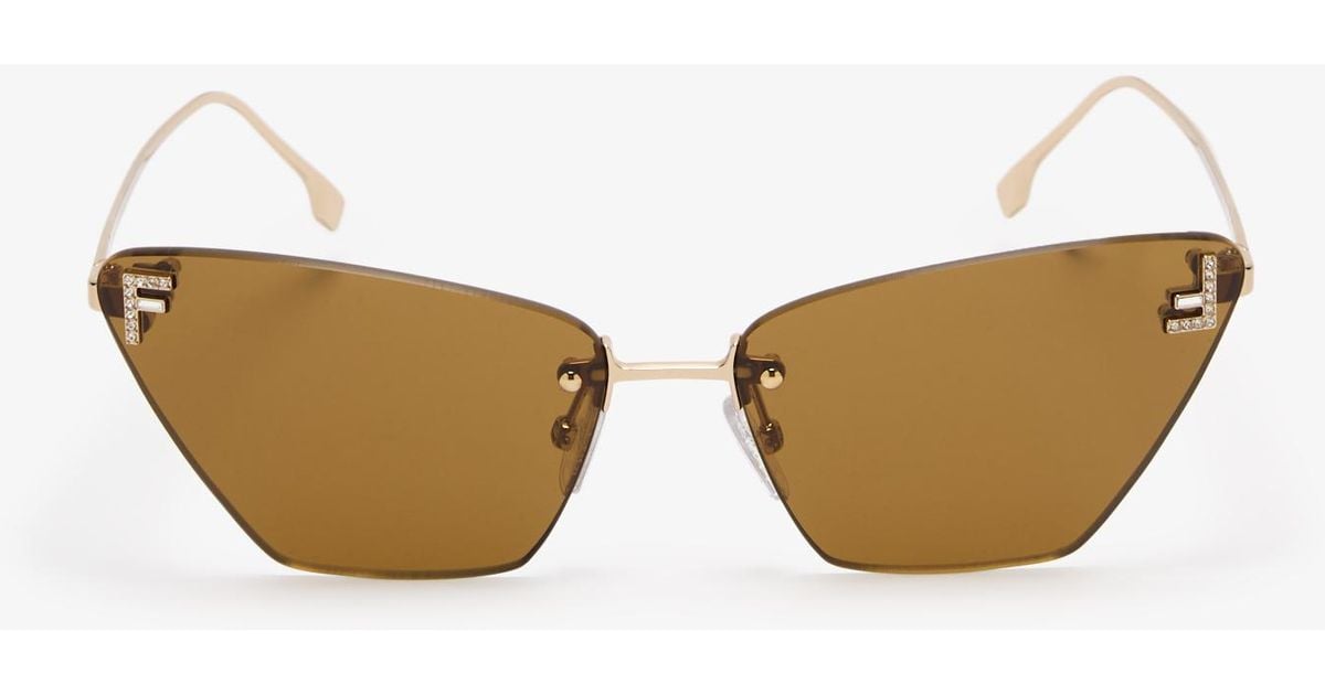 Fendi First Crystal Cat Eye Sunglasses in Metallic | Lyst