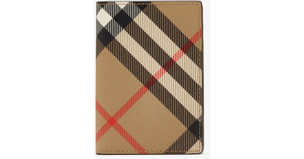 Burberry Check Folding Card Case in Natural for Men | Lyst