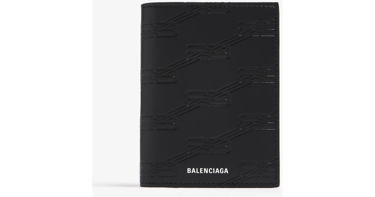 Balenciaga Bb Monogram Vertical Bi-Fold Wallet in Black for Men | Lyst