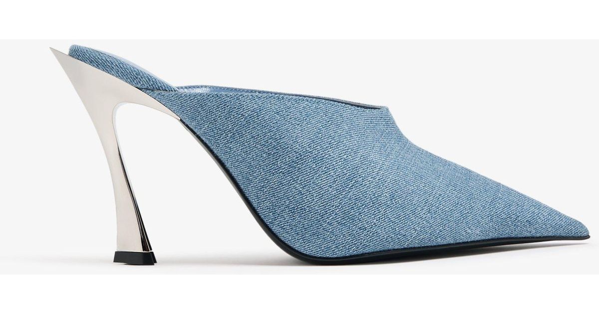 Mugler Denim Mule Heel Sandals in Blue | Lyst