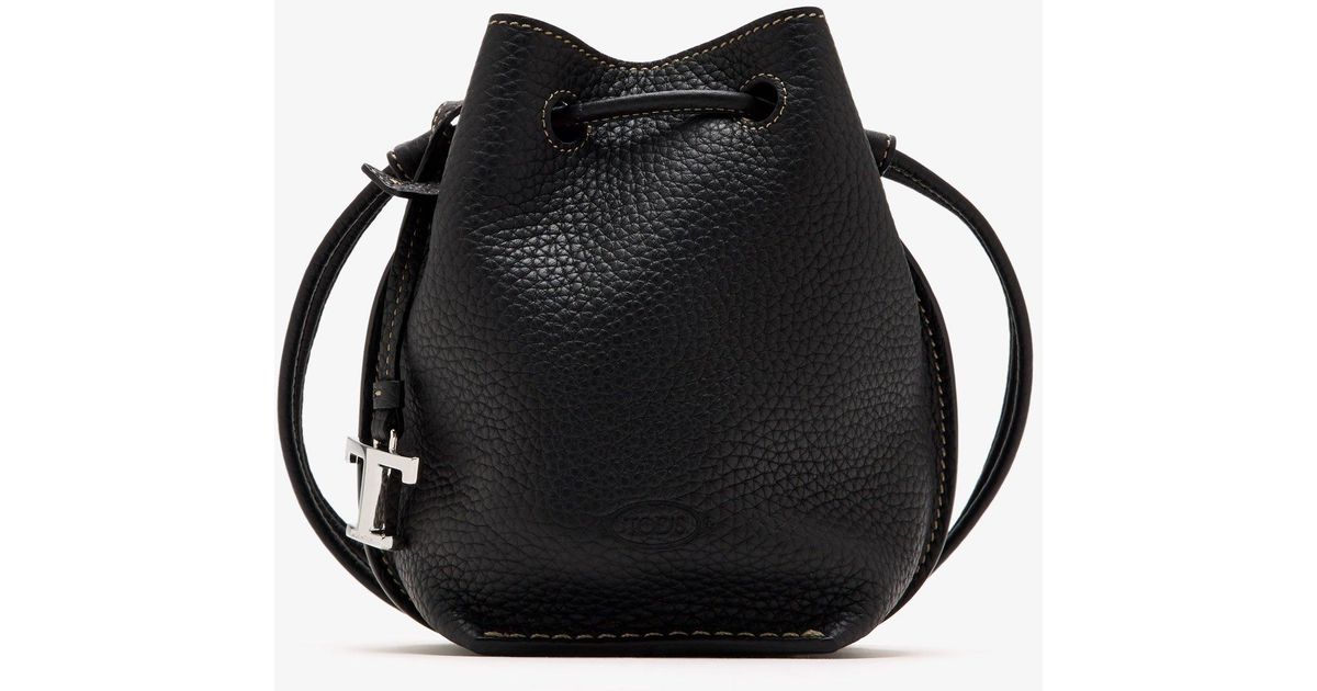 Tod's Micro Leather Bucket Bag in Black | Lyst
