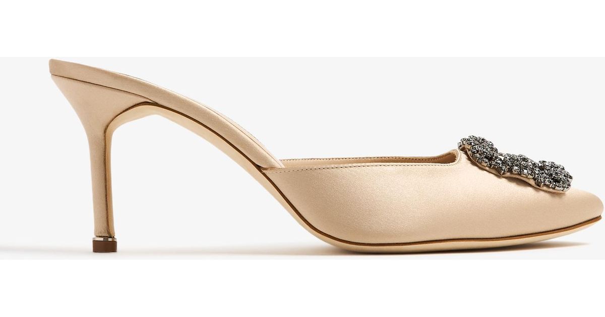 Manolo Blahnik Hangisimu Mules in Natural | Lyst