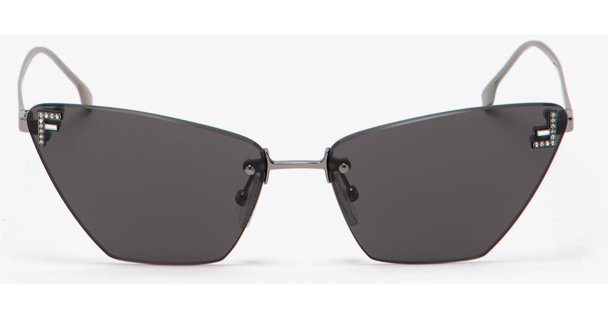 Fendi First Crystal Cat Eye Sunglasses in Gray | Lyst