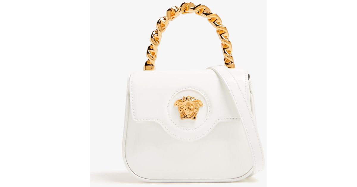Versace La Medusa Mini Top Handle Bag in White | Lyst