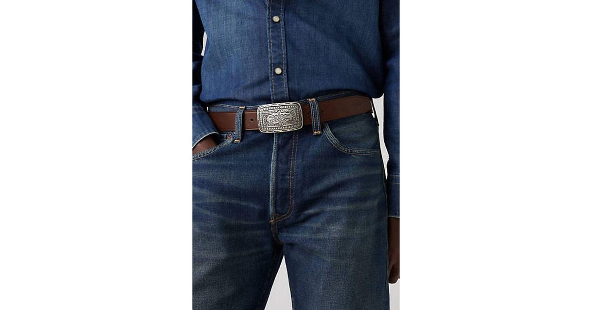 Levi's Western Plaque Belt in Blue for Men | Lyst UK
