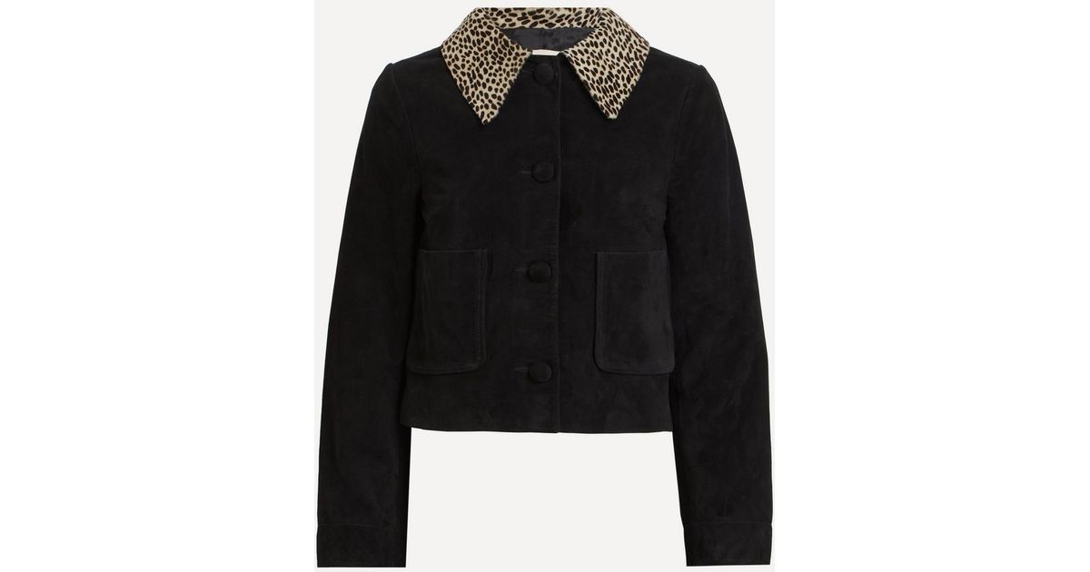 RIXO London Fiora Suede Jacket in Black | Lyst