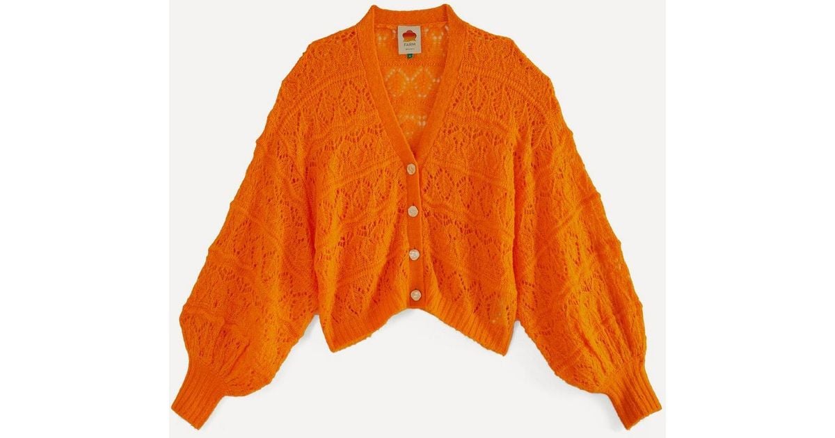 FARM Rio Textured Knit Cardigan in Orange | Lyst
