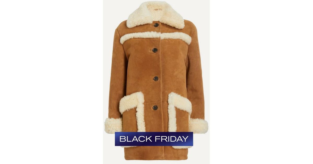 Bally Shearling Lined Coat in Blue | Lyst UK