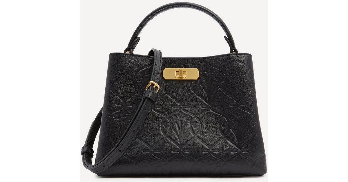 Liberty Iphis Embossed Leather Mini Top Handle Bag in Black | Lyst