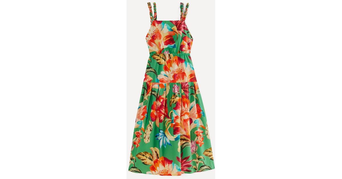 FARM Rio Tropicart Sleeveless Midi Dress in White | Lyst