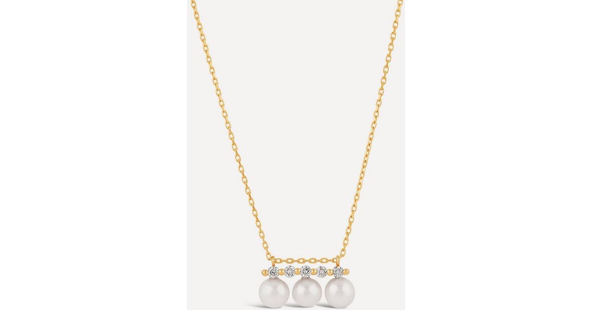 Dinny Hall 9Ct Shuga Triple Pearl And Five Diamond Pendant Necklace in ...