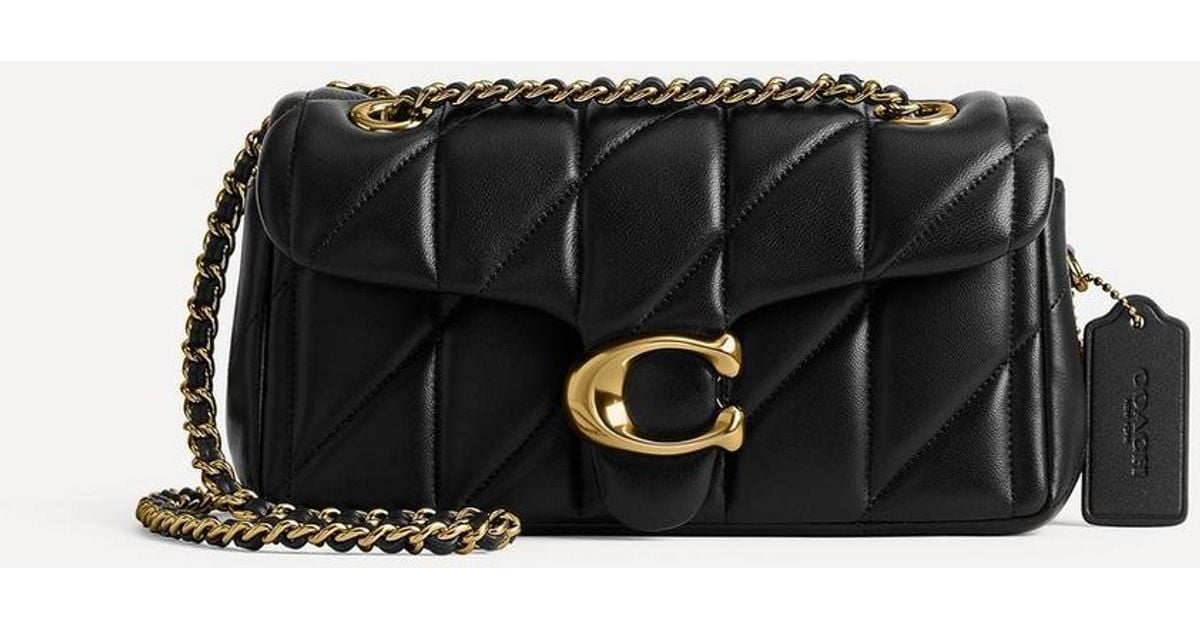 COACH Quilted Tabby Leather Shoulder Bag 20 in Black | Lyst