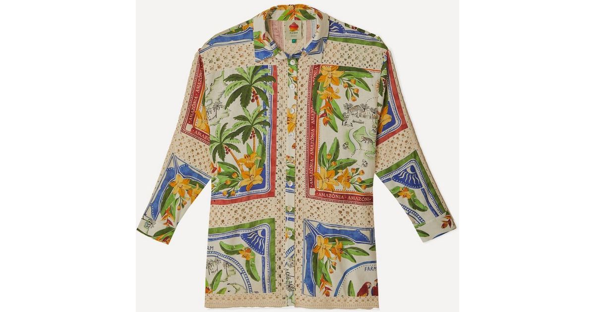 FARM Rio Tropical Destination Crochet Shirt in Natural | Lyst