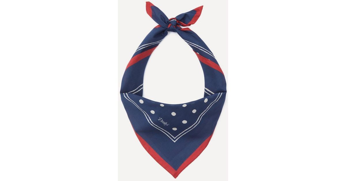 Drake's Polka Dot Bandana in Blue for Men | Lyst UK