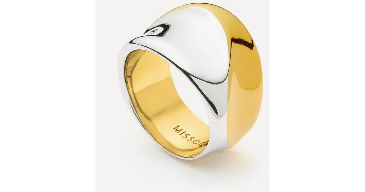 Missoma Mixed Metal Sculptural Molten Statement Ring in Metallic | Lyst