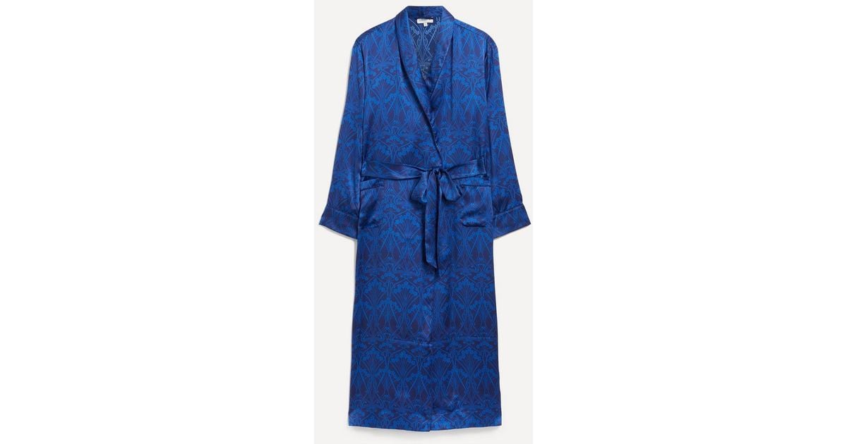Liberty Silk Satin Robe in Blue | Lyst