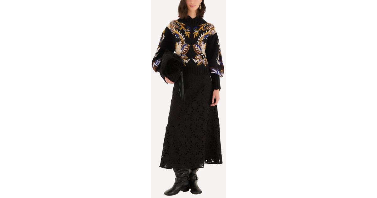 FARM Rio Arabesque Paradise Knit Jumper in Black | Lyst
