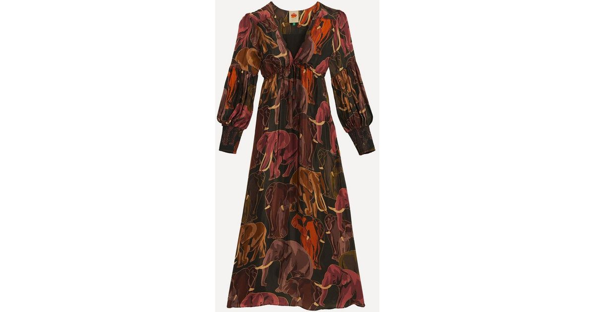 FARM Rio Elephants Maxi Dress in Brown | Lyst
