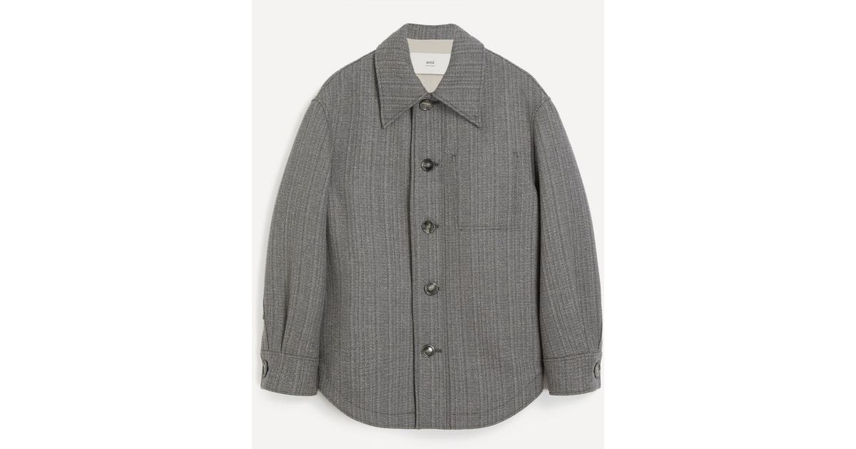 Ami Paris Boiled Wool Gabardine Jacket in Grey for Men | Lyst UK