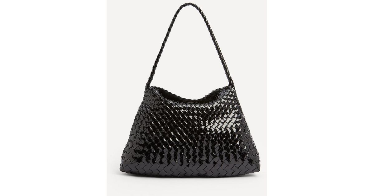Dragon Diffusion Santa Maria Woven Patent Leather Shoulder Bag in Black | Lyst UK