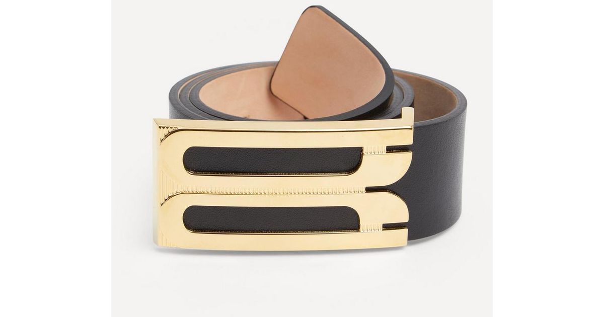Victoria Beckham Regular Leather Frame Belt in Black | Lyst UK