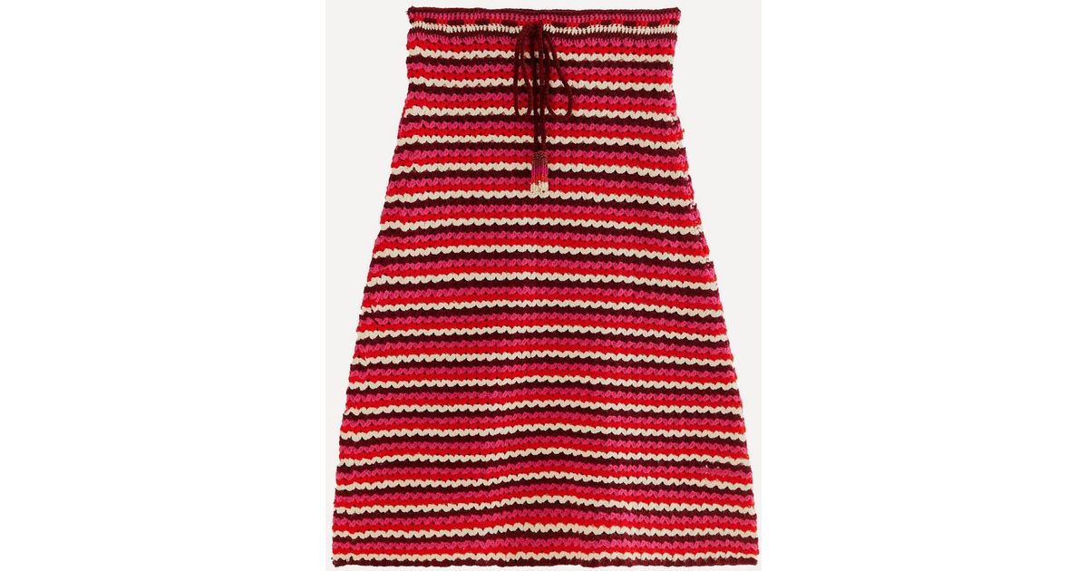 FARM Rio Colourful Stripes Crochet Skirt in Red | Lyst
