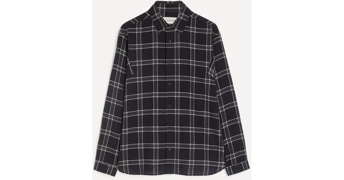 Oliver Spencer Garrison Long-Sleeve Check Shirt in Black for Men | Lyst UK