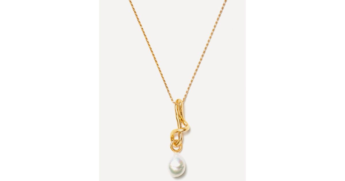 Missoma 18ct Gold Plated Molten Baroque Pearl Pendant Necklace In