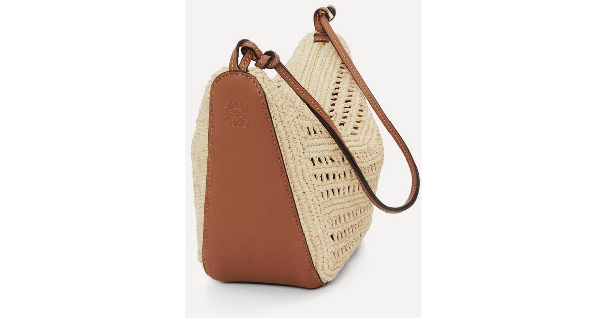 Loewe Mini Raffia Hammock Hobo Bag in Natural | Lyst UK