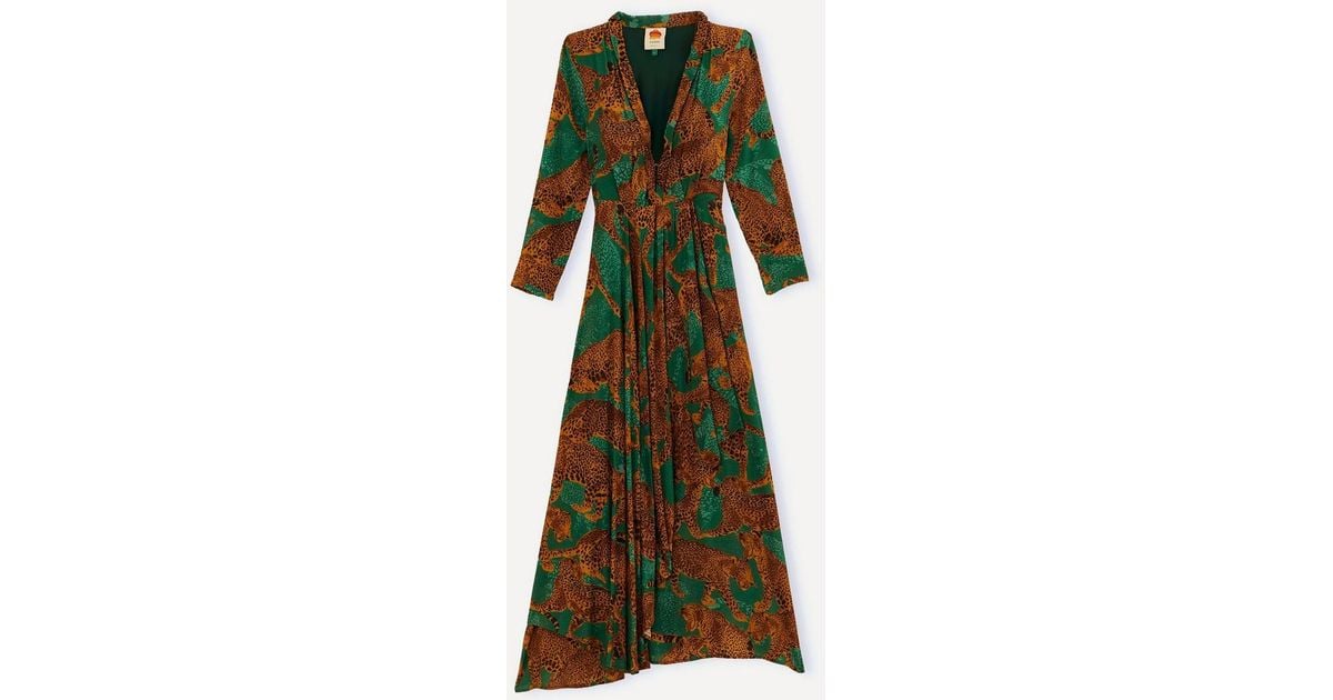 FARM Rio Women's Green Artsy Leopards Long-sleeve Maxi-dress | Lyst UK