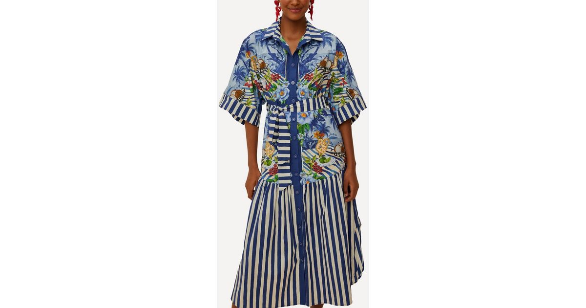 FARM Rio Fresh Table Scarf Midi Dress in Blue | Lyst