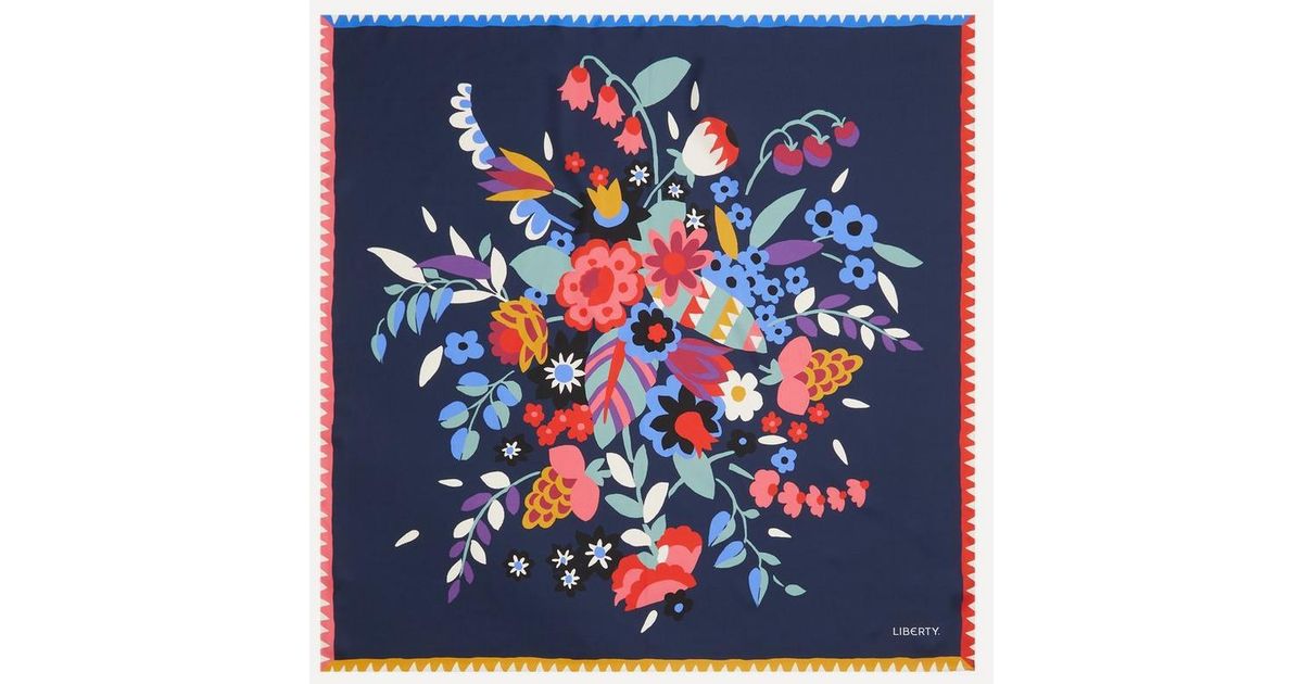 Liberty Floral Ballet 90X90 Silk Scarf in Blue | Lyst UK
