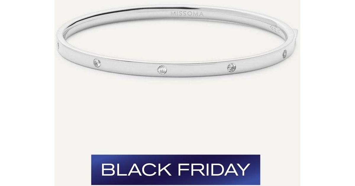 Missoma Sterling Interstellar Hinged Bangle Bracelet in White | Lyst UK