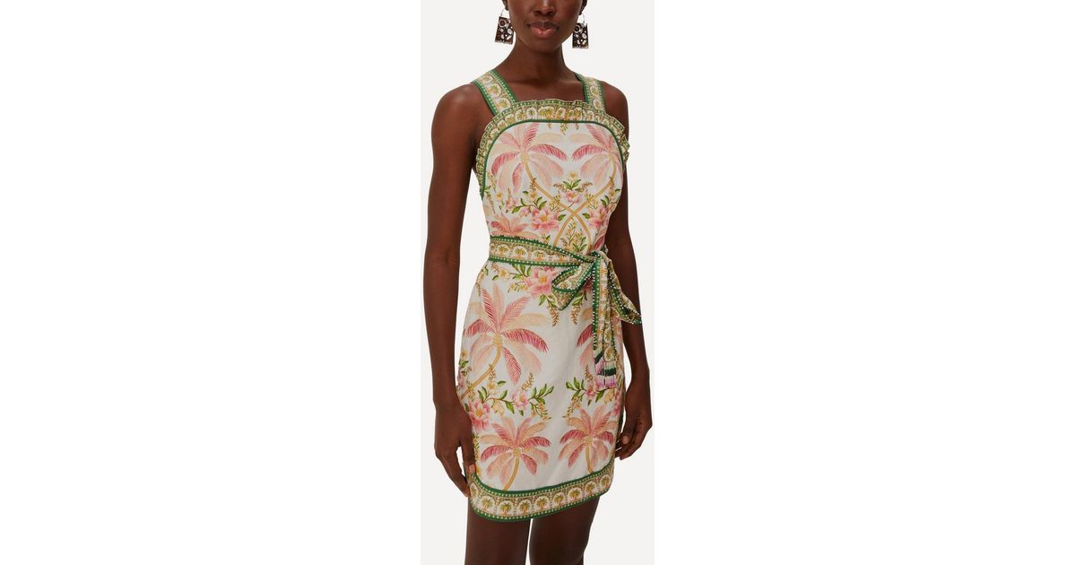 FARM Rio Off- Palm Dream Angled Mini Dress in White | Lyst UK