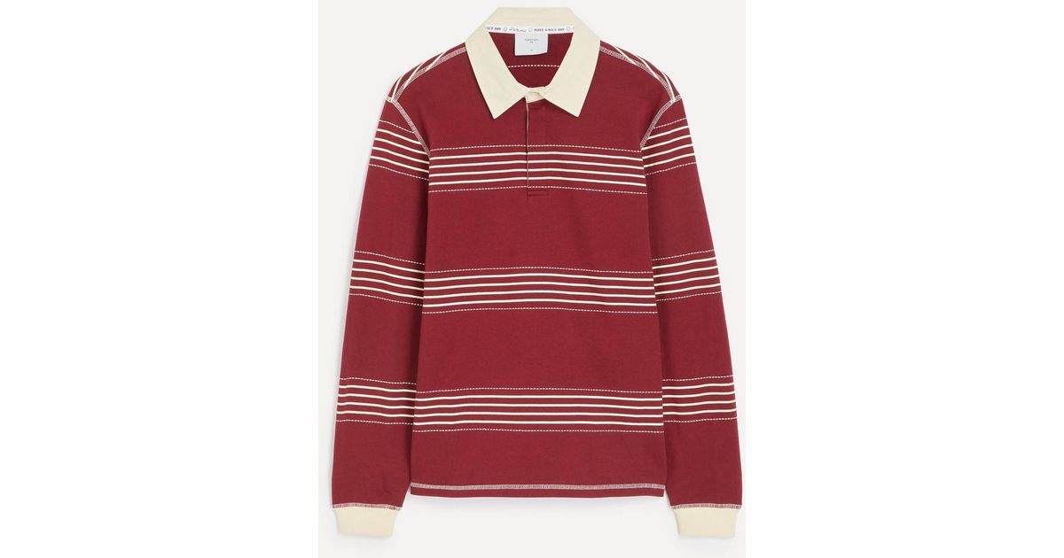 Percival Editor Stripe Rugby Polo Shirt in Red for Men | Lyst UK