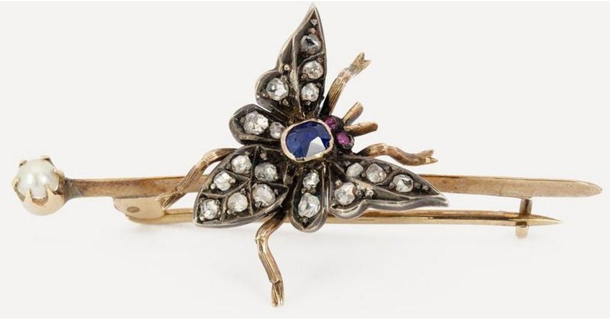 Kojis Victorian Bug Brooch in White | Lyst