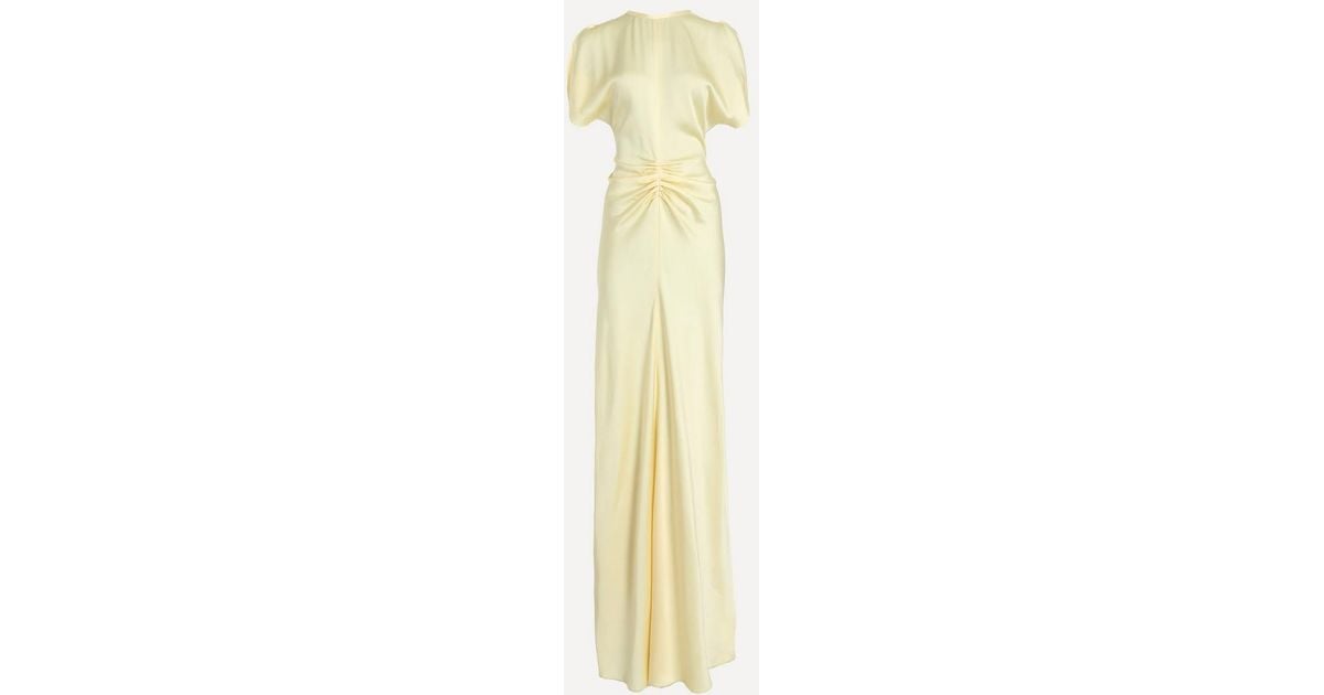 Victoria Beckham Isabella Satin Gown in Metallic | Lyst UK