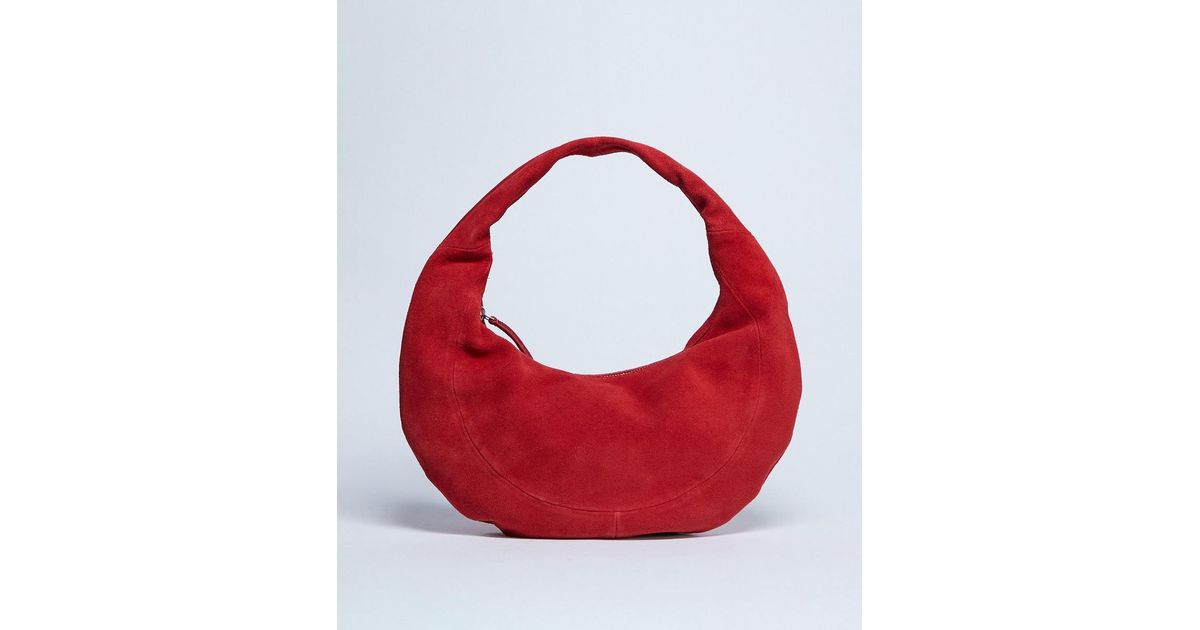 TOPSHOP Cian Suede Scoop Grab Bag in Red | Lyst UK