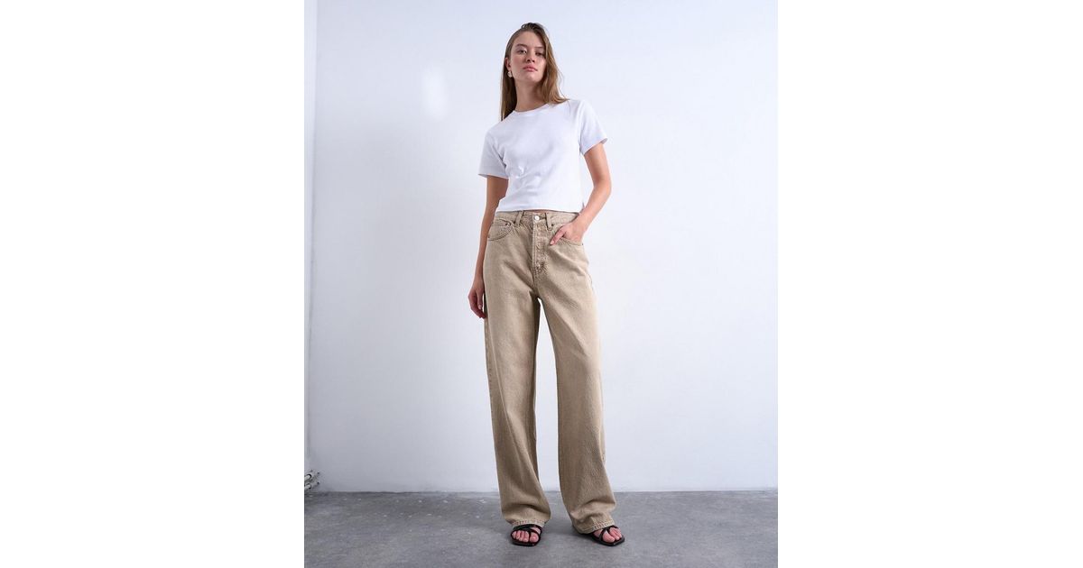 TOPSHOP Column Mid Rise Jeans in White | Lyst UK