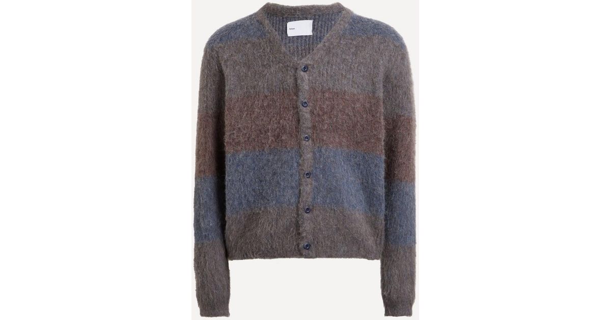 Adsum Band Striped Wool-Blend Cardigan in Grey for Men | Lyst UK
