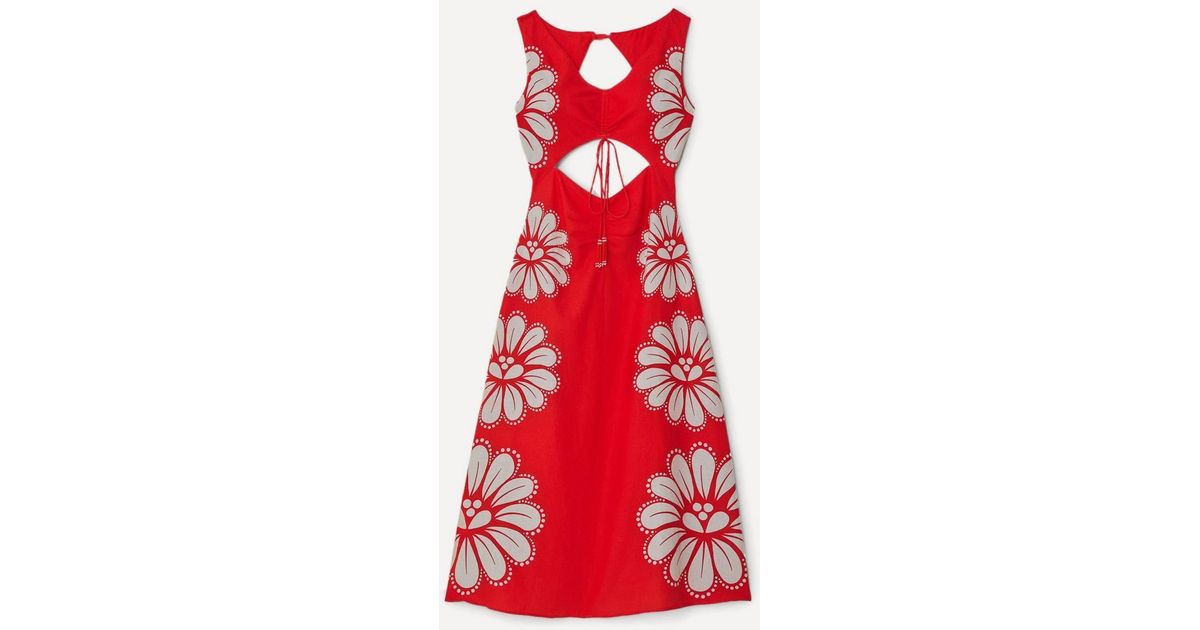 FARM Rio Ainika Shell Midi Dress in Red | Lyst