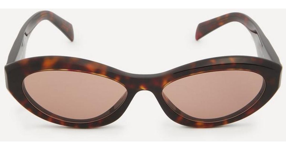 Prada Oval Acetate Sunglasses in Natural | Lyst UK