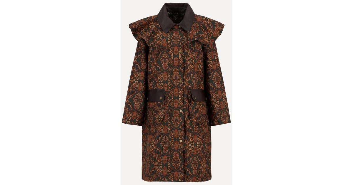 Barbour X Farm Rio Luana Waxed Jacket in Brown | Lyst UK