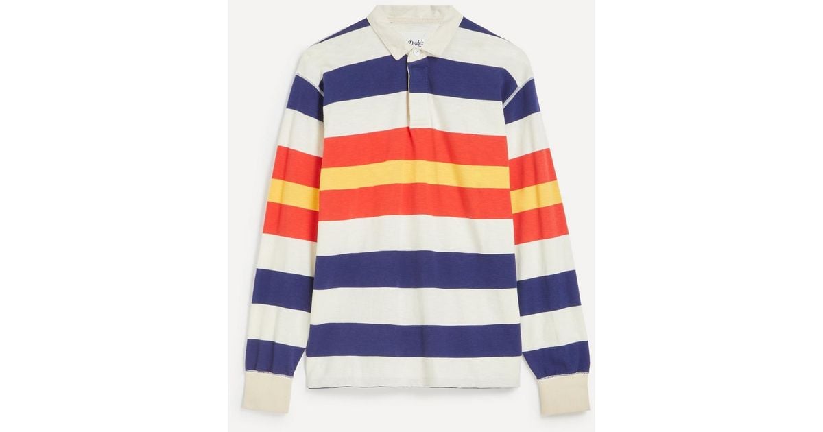Drake's Flame Cotton Rugby Shirt in Blue for Men | Lyst UK