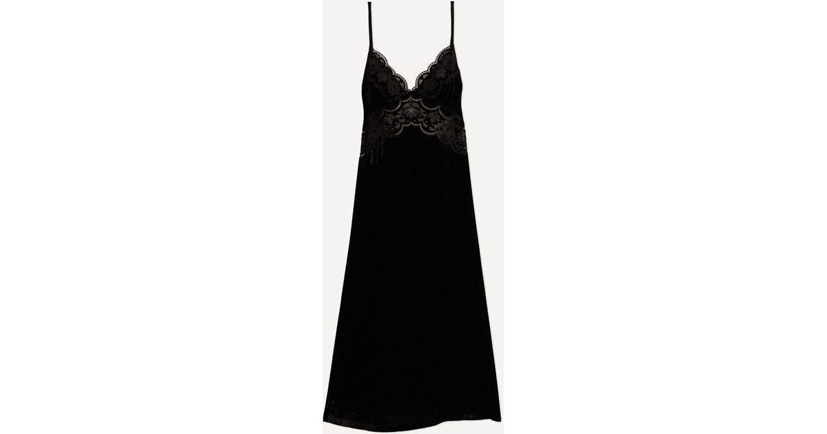 FARM Rio Richelieu Velvet Slip Dress in Black | Lyst Canada