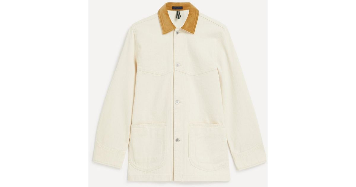 Drake's Denim Western Chore Jacket in White for Men | Lyst